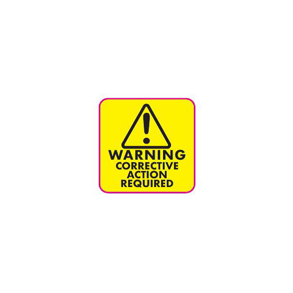 Fire Corrective Action Required` Label Yellow Vinyl Roll (100)