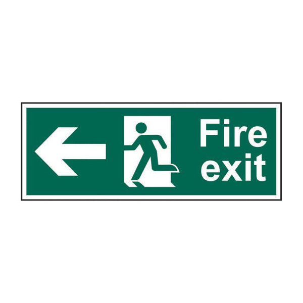 Signage Fire Exit Running Man Arrow Left Rigid 400 x 150mm*